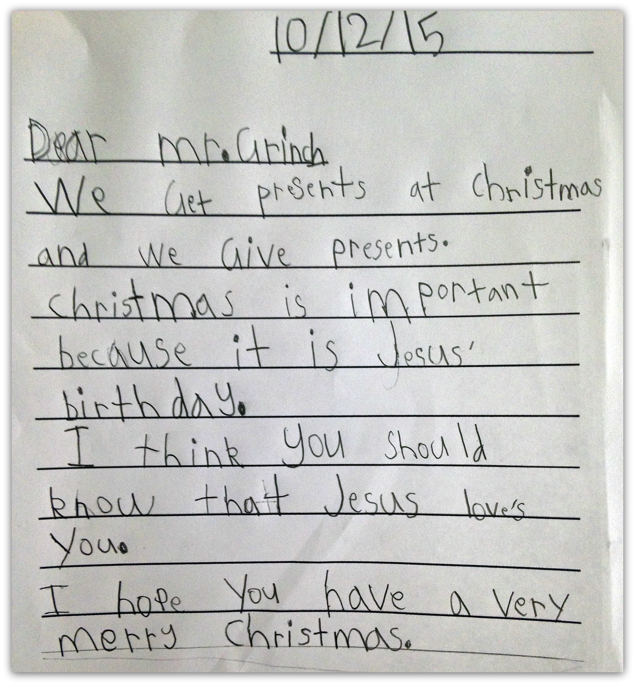 Dear Mr.Grinch, – Rod Lampard